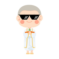 For buddhist ordination cartoon set Royalty Free Vector