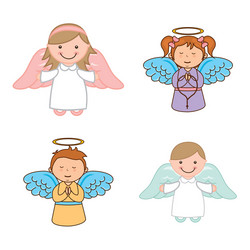 Cartoon angels collection set Royalty Free Vector Image