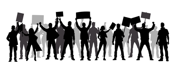 Protesters enraged crowd of people silhouette Vector Image