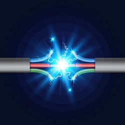 Three-core electric cable break with electric Vector Image