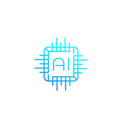 Ai chipset logo artificial intelligence line icon Vector Image