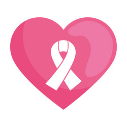 Pink ribbon in heart breast cancer awareness Vector Image