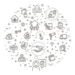 Real estate outline symbols Royalty Free Vector Image