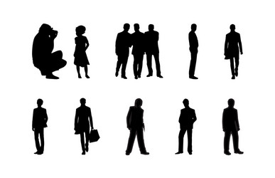 Cyan colored people silhouettes Royalty Free Vector Image