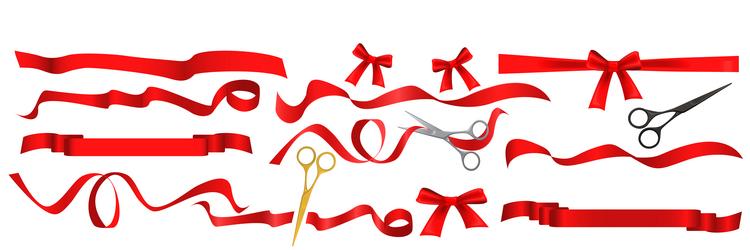 Cartoon red bow ribbon knot decoration gift bows Vector Image