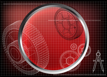 3d model of a cogwheel on red Royalty Free Vector Image