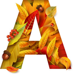 Autumn stylized alphabet with foliage letter g Vector Image