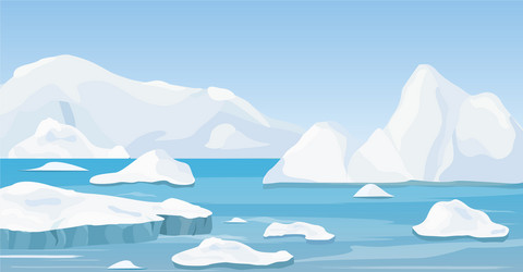 Cartoon arctic iceberg with blue sea winter Vector Image