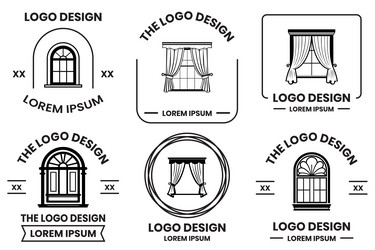 Door and window logo in flat line art style Vector Image