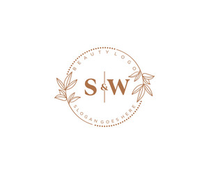 Initial sw letters beautiful floral feminine Vector Image