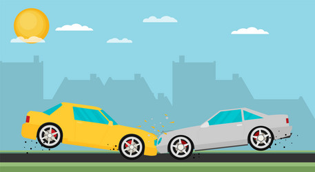 Car crash two cars hit head-on flat design Vector Image