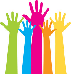 Background with multicolor support hands Vector Image