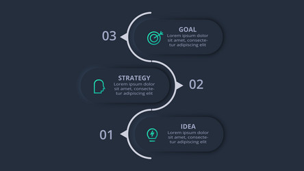 Neumorphic flowchart dark infographic creative Vector Image