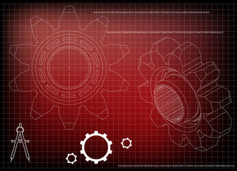 3d model of a cogwheel on red Royalty Free Vector Image