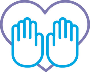 Hands human lifting heart solidarity line and fill