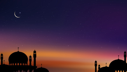 Islamic card with mosques domecrescent moon on Vector Image