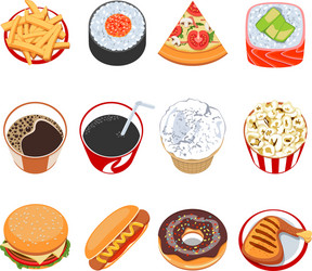 Fast food isometric icons set Royalty Free Vector Image