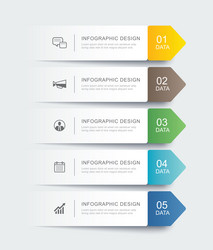 Infographics tab in horizontal paper index with 5 Vector Image