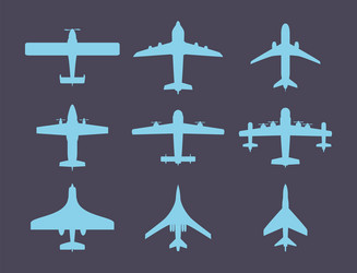 Airplane top view and aircraft Royalty Free Vector Image