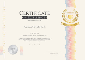Certificate border for excellence performance Vector Image
