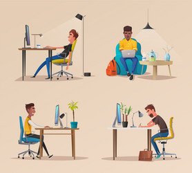 Employee working with computer business Royalty Free Vector