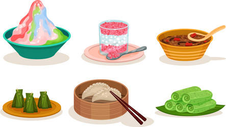 Traditional malaysian dishes and served food Vector Image