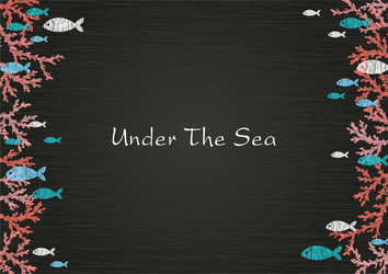 Blue coral reef with school fish watercolor Vector Image