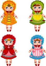 Beautiful doll in red dress flat Royalty Free Vector Image