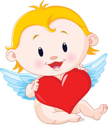 Angel with red heart Royalty Free Vector Image