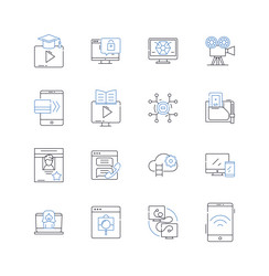 Computer peripherals line icons collection Vector Image