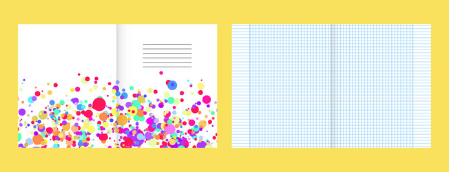 School notebook cover and realistic lined paper Vector Image