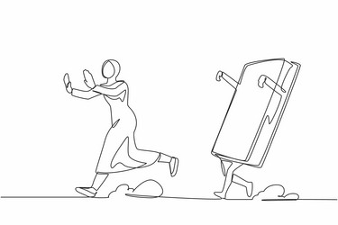 Single continuous line drawing fright arab Vector Image