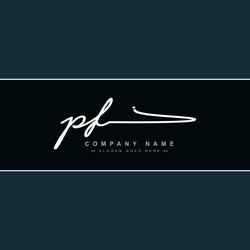 Pf simple signature logo - handwritten template Vector Image