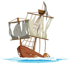 Ships after shipwreck old broken sail boats Vector Image