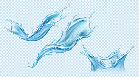 Liquid water splashes falling aqua drops Vector Image