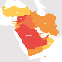 West asia region map countries in western Vector Image