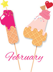 Cute ice cream dessert cartoon hand drawn style Vector Image