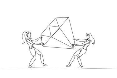 Continuous one line drawing businesswoman crying Vector Image