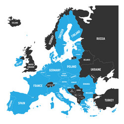 Political map europe with blue highlighted 27 Vector Image