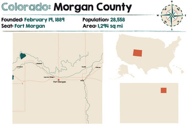 Map morgan county in colorado Royalty Free Vector Image