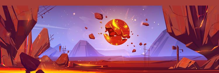 Alien planet explode in space futuristic landscape