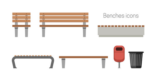 Park bench icon cartoon wooden plank seat Vector Image