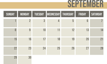 Monthly planner calendar for the month Royalty Free Vector