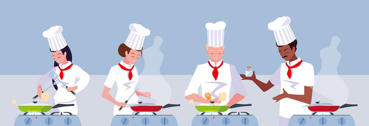 Group people cooking set chef with white Vector Image