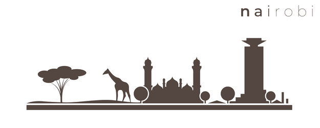 Nairobi single line simple minimalist skyline Vector Image