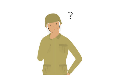 Senior female soldier pose set questioning Vector Image