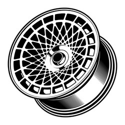 Car wheels rims line art silhouette Royalty Free Vector