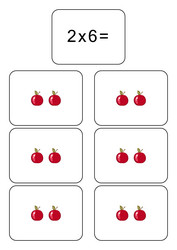 Multiplication table of 2 maths card Royalty Free Vector
