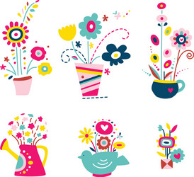 Whimsical flowers Royalty Free Vector Image - VectorStock