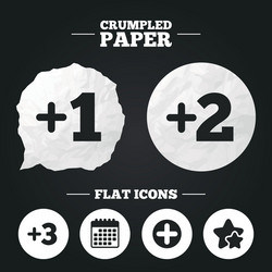 Plus icons positive symbol add one more sign Vector Image